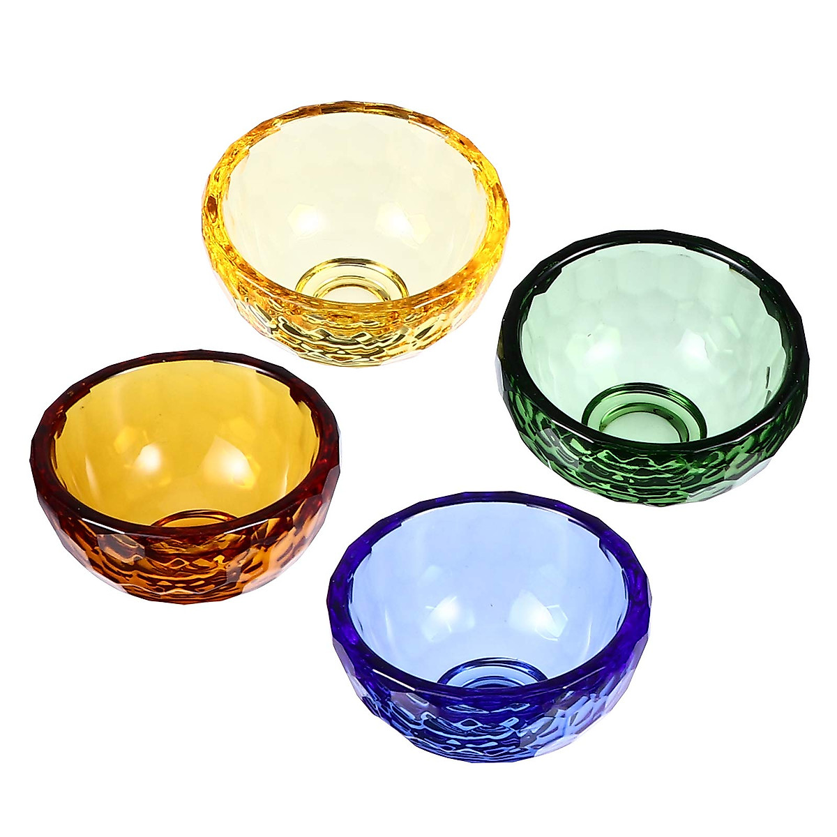 IMIKEYA 4pcs Tibetan Buddhist Water Offering Bowl Crystal Holy Water Bowl Religion Container Glass Buddha Cup Mini Votive Tealight Holder for Yoga Meditation Altar Buddhist
