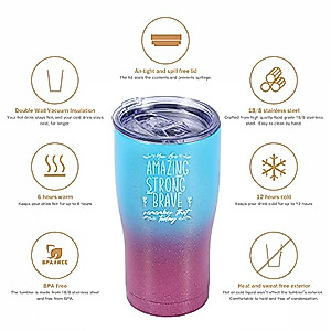Shamone Tumbler 20oz Insulated Stainless Steel w/Lid SS Straw, Cleaning Brush, Sister Gifts for Unicorn Lovers, Sister Gifts from Sister, Sister Gifts, Sister Birthday Gifts from Sister (Purple Teal)