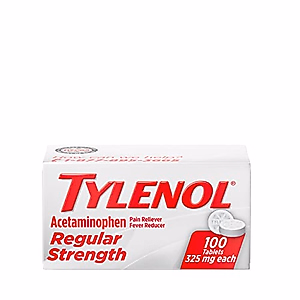 Tylenol Regular Strength Tablets, Acetaminophen Pain Reliever & Fever Reducer, 100 ct