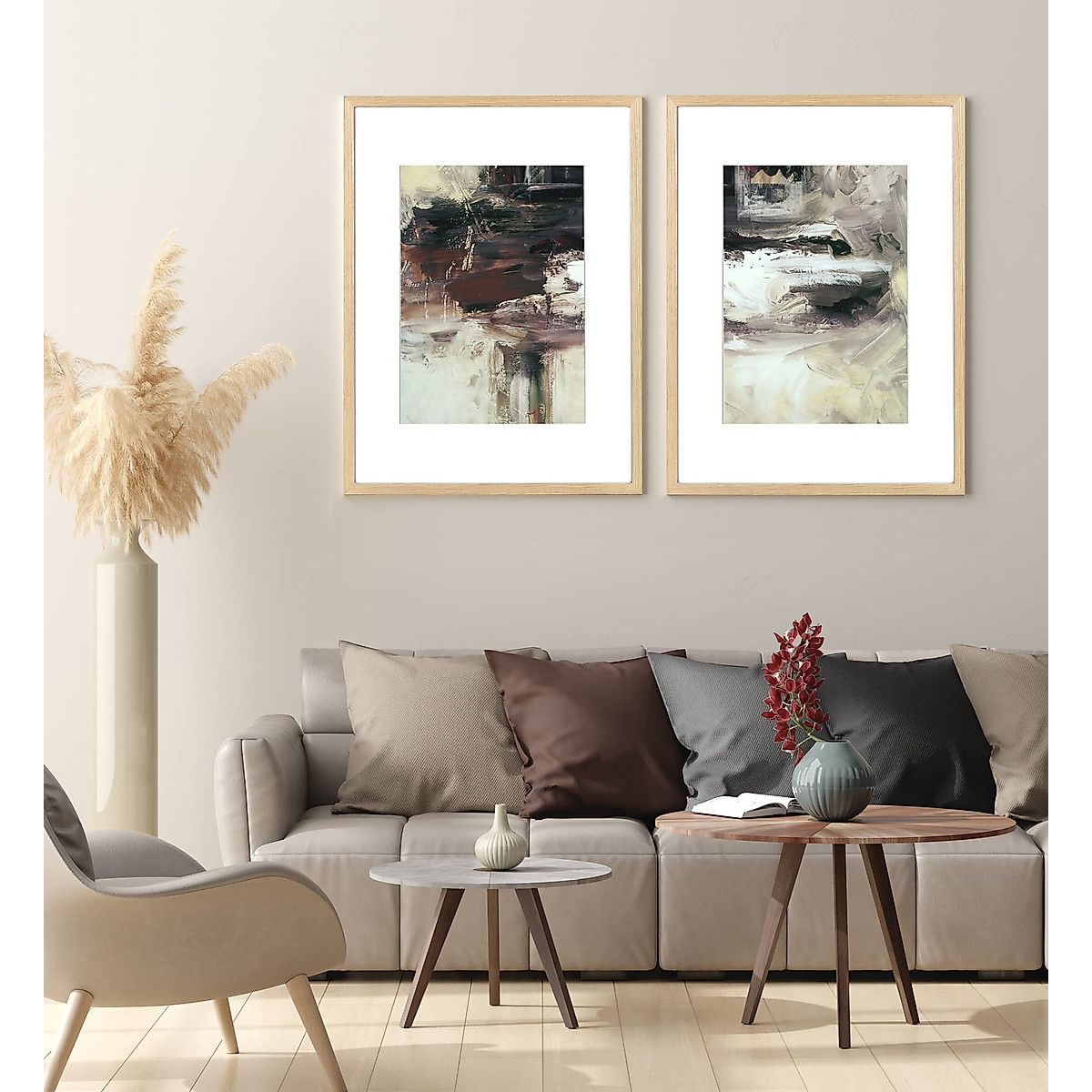 Yaetm 16x20 Picture Frame Matted to 11x14 Set of 2, Natural Solid Oak Wood Frame 16x20 for Photos, Posters & Art Prints, Horizontal and Vertical Wall Mount (2 pack, Oak)