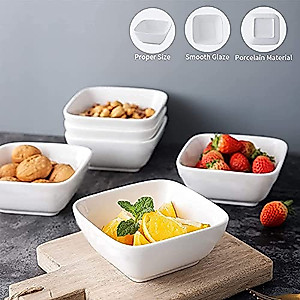 Kopmath Dip Sauce Bowls Set, 3 Oz Ultra-Strong Soy Sauce Dish, Square and Stable, Ceramic Small Bowls for Ketchup Condiment Side Dish Snack, Dishwasher Safe, Set of 6