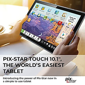Pix Star Touch Easy to Use Tablet for Seniors, Touch Screen & Simple Interface - WiFi - 10.1 Inches, 2 Cameras - Ideal for Video Calls, Web Search, Photos, Highly Giftable