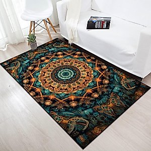 Vintage Washable Area Rug for Living Room, 3’3" x 5’3” Large Non-Slip Lounge Floor Carpet Retro Low-Pile Oriental Flower Pattern Mat, Indoor Floral Rugs for Bedroom Farmhouse Home Decor