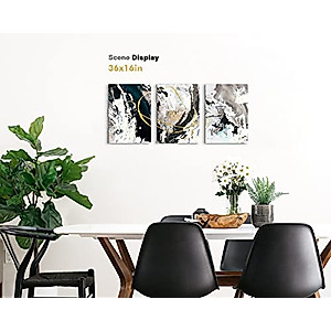 GIFTTWART Wall Art Bedroom Black and White Canvas Artwork for Walls Modern Abstract Graffiti Gold Wall Decor Home Decorations for Living Room Dining Room Office 36x16in