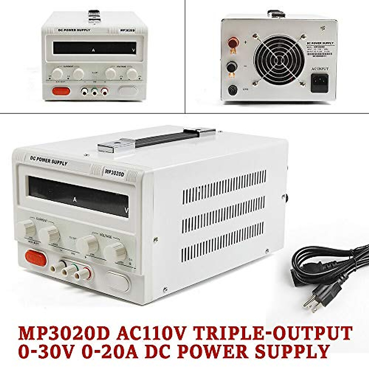 MP3020D DC Power Regulated Supply Variable Adjustable Switching 0-30V Regulated Bench Supply Lab Power Supply Regulated Variable Power Line 0-20A LED Testing Adjustable
