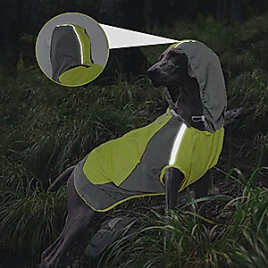 IECOii Dog Raincoat, Adjustable Dog Rain Jacket with Reflective Stripes, Dog Rain Coat with Hood, Waterproof Lightweight Dog Coat, Dog Raincoat with Magic Sticker, Pet Raincoat for Medium Large Dogs