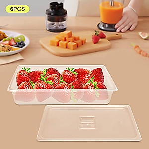 KannBeki 6 Pack Food Pans, 4 Inch Deep Clear Food Pan with Lids,Commercial Food Storage Containers for Restaurant, Hotel