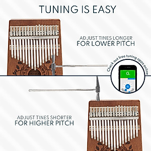 UNOKKI Kalimba 17 Key Thumb Piano, Portable Mahogany Mbira Finger Piano with Instruction, Carrying Bag, Tune Hammer, Reduce Stress, Gift for Well-being for Kids, Adults, Men, Music Lovers- Light Brown