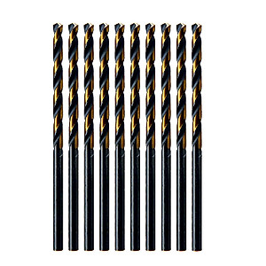 MAXTOOL 5/64" 10pcs Identical Jobber Length Drills HSS M2 Twist Drill Bits Fully Ground Black & Bronze Straight Shank Drills; JBF02H10R05P10
