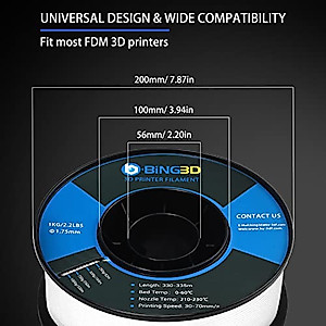 PCUTE 3D Printer Filament, PLA Filament 1.75mm, Dimensional Accuracy +/- 0.03mm, Filament Net Weight 1kg, 3D Printing Filament Fit Most FDM Printer, PLA-at, White…