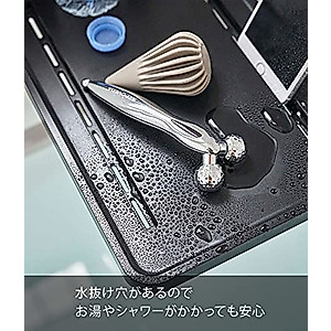 Yamazaki Industries 5533 Magnetic Bathroom Folding Shelf, Black, Approx. W 8.7 x D 15.2 x H 8.7 inches (22 x 38.7 x 22 cm), Tower, Easy Installation, Space Saving