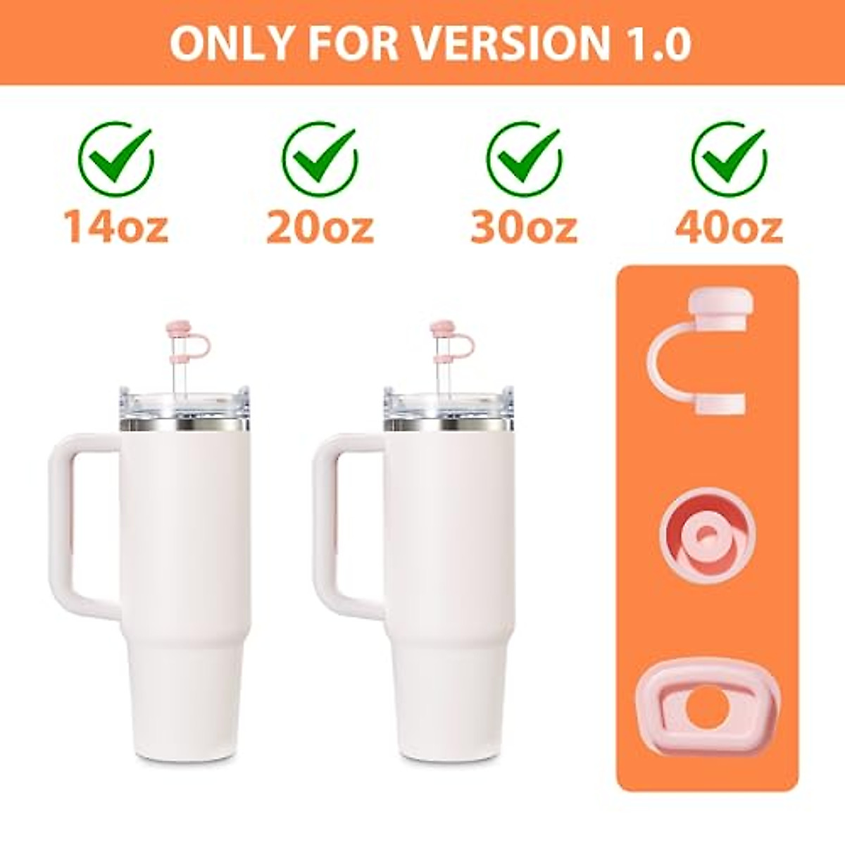 6PCS Silicone Spill Proof Stopper Set - Spill Stopper Straw Cover for Stanley Cup 1.0 40/ 30oz, Stanley tumbler Accessories Including 2 Straw Cover, 2 Square Spill Stopper And 2 Round Leak Stopper