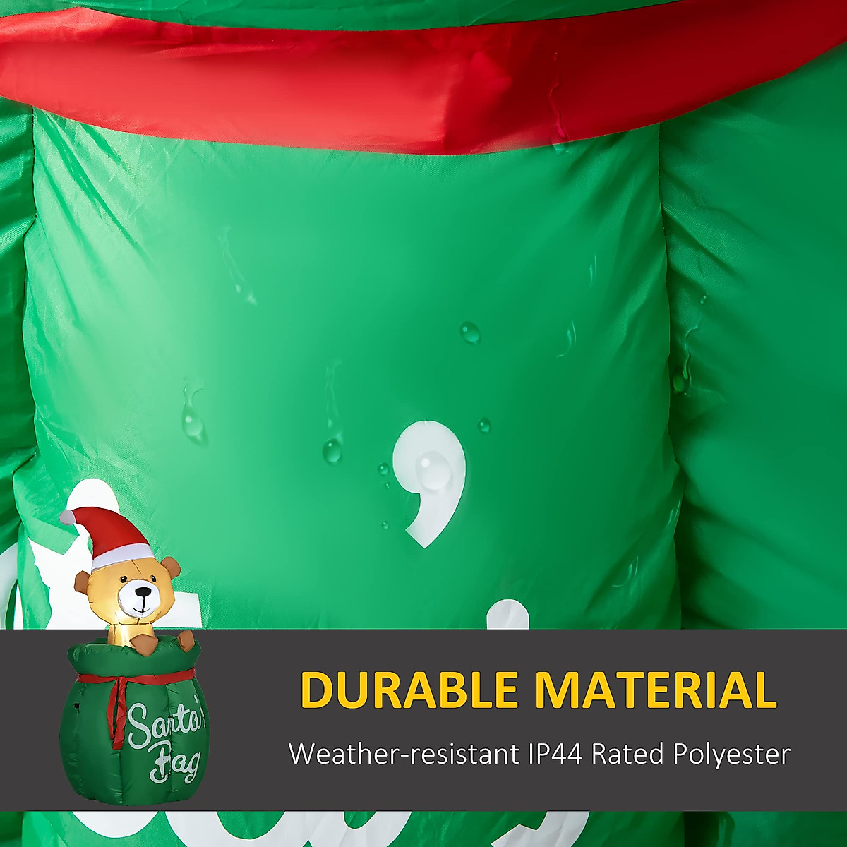 HOMCOM 4.5 ft. Christmas Inflatables Outdoor Decorations Bear in Santa Claus Toy Bag, Blow-Up Holiday Yard Christmas Decor with LED