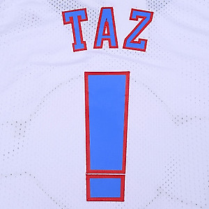 BOROLIN Mens Basketball Jersey TAZ Moive Space Sports Shirts (White, Medium)