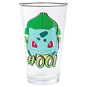 Silver Buffalo Pokemon Original Starters Charmander, Squirtle, Bulbasaur, and Pikachu 4pc. Pint Glass Set, 16 Ounces