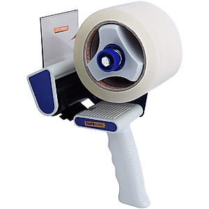 Tape King Packing Tape with Dispenser - 3-Inch-Wide Handheld Tape Gun w/Extra Roll of Packaging Tape for Sealing, Storing and Shipping Boxes