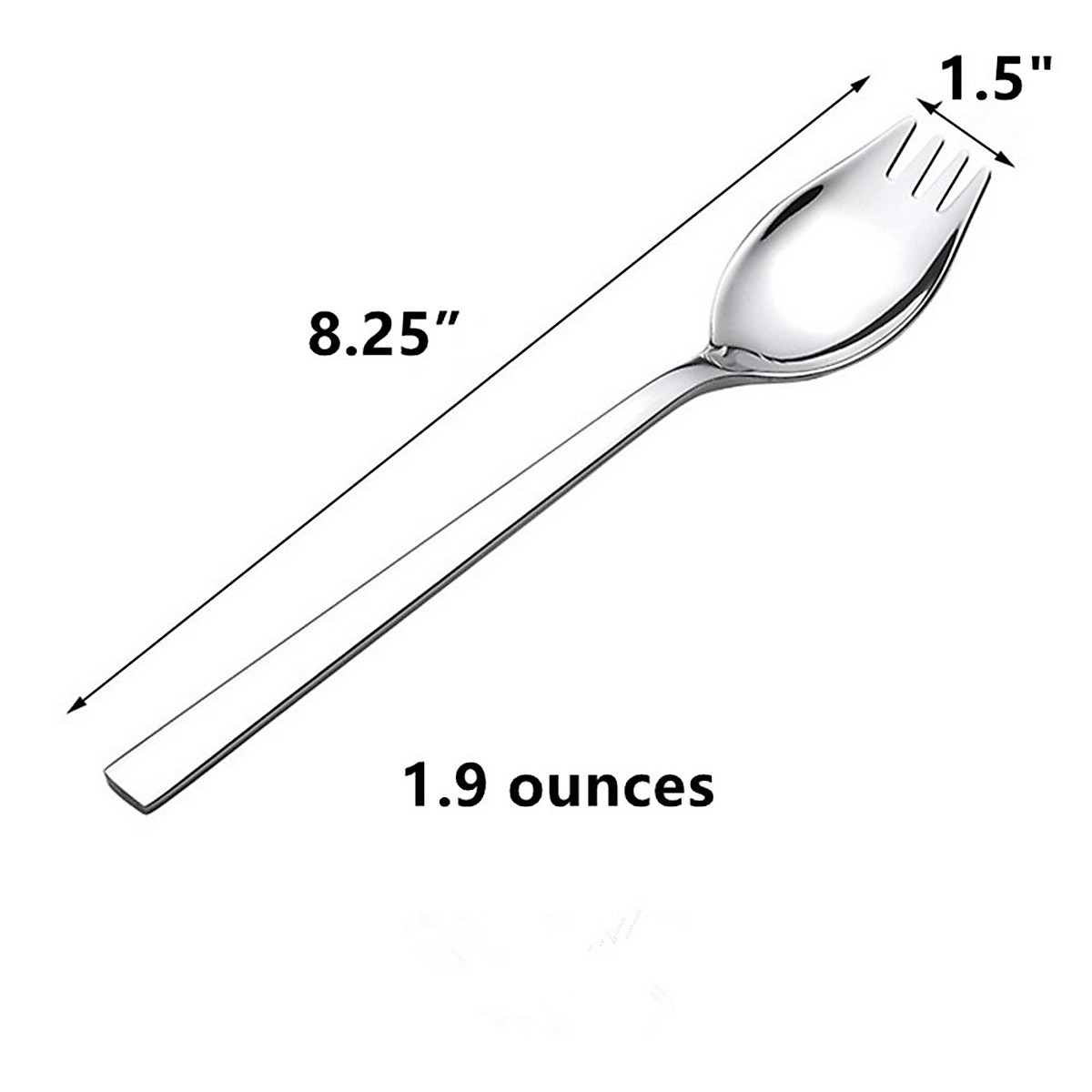 6-pack Salad Forks,1 1/2"Wide 18/10 Stainless Steel 8 1/4"Long Handle Spork - 2 In 1 spoon and fork,Spaghetti Salad Forks Fruit Appetizer Dessert set for Everyday Use Dinner Spoons