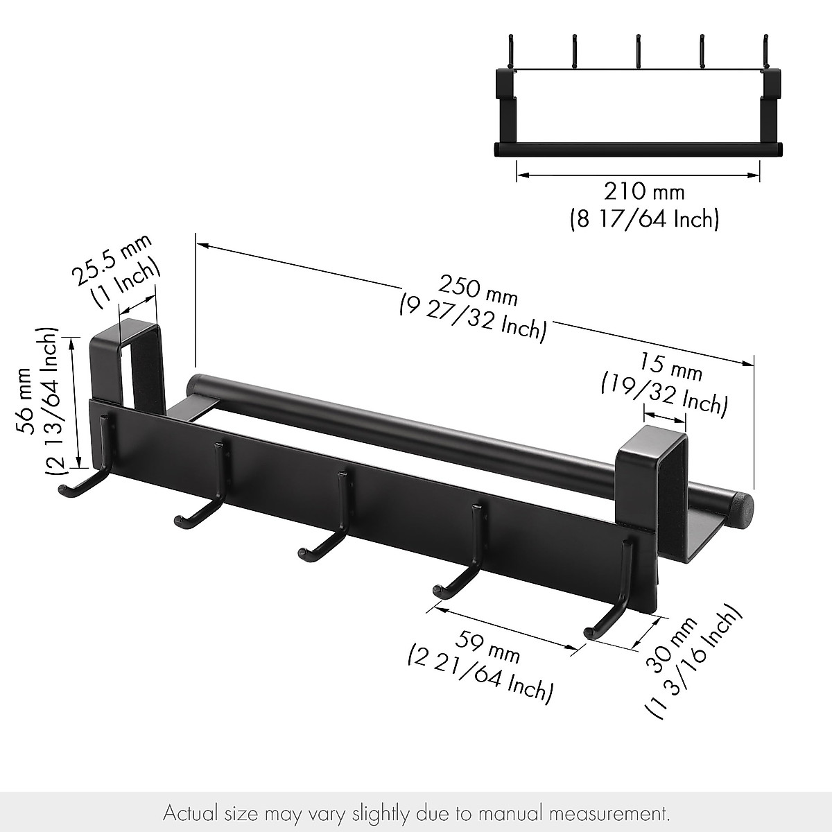 KES Over The Cabinet Door Organizer with Towel Bar, Cutting Board Organizer Cabinet Door, Cutting Board Holder with Towel Holder Matte Black, KUR521-BK