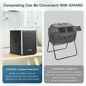 IUHAND Compost Bin Kitchen, Smart Waste Kitchen Composter, Electric Composter Indoor/Outdoor with Base, Food Cycler with 3L Capacity, Compost Machine for Countertop, Counter, Starry Gray