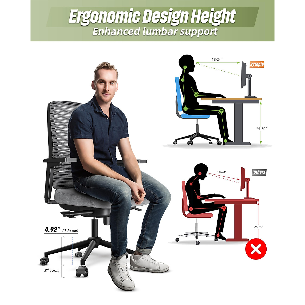 24" Office Chair Base Replacement with Wheels (Set of 5), 2400LBs Heavy Duty Metal Desk Chair Base, Smooth & Quiet Rolling Casters, Safe for Hardwood Floors & Carpet