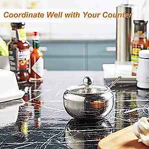 Bivvclaz Stainless Steel Sugar Bowl with Lid and Spoon, 10 oz Sugar Container with Spoon, Sugar Dispenser Bowl for Coffee, Small Condiment Container for Salt, Spices