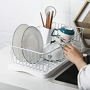 Plate Rack Draining Dish Rack Dish Drying Rack Dish Rack Drainer Sink Side Dish Rack With Removable Utensil Holder for Kitchen Countertop Pan Plate Holder
