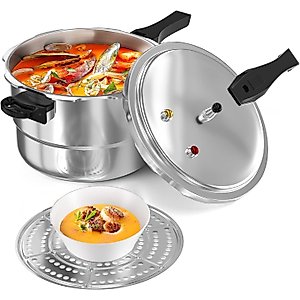 Pressure Canner,Aluminum Pressure Cooker w/Release Valve & Multiple Protective Devices,Pressure Canner Compatible with Gas & Induction Cooker (5L/4.54Quarts)
