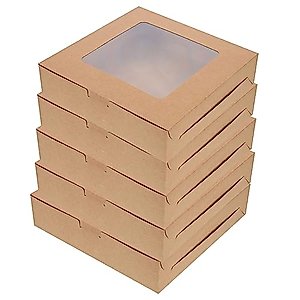 Anneome 5pcs Boxes Boxes Window Cake Box Cupcakes Containers Kraft Cookie Boxes Cupcake Boxes Mini Cake Boxes Muffin Cake Box Muffin Containers Cookie Boxes with Window Baking Case Brown