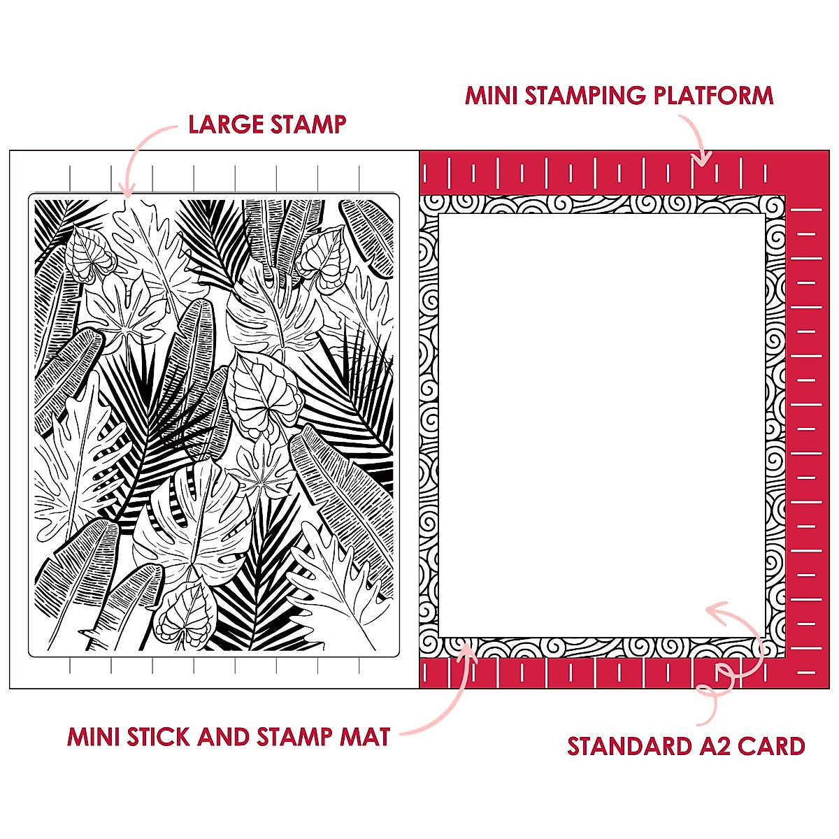 5 PCS Low Stick Mat Sticky Non-Slip Flexible Gridded Stamp Mats, 2 Standard and 3 Mini Multi-Use Low Tack Mat,for Stamping Platform Adhesived Sheet Stamp Scrapbooking Craft Accessory
