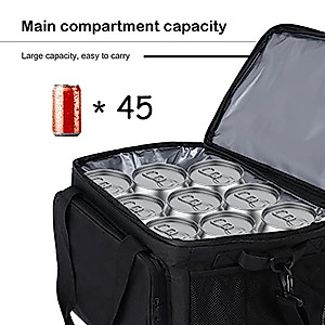 Camping Cooler 45-Can Dual Compartment Large Leakproof Cooler Bag, Large Lunch Cooler Bag, Portable Travel Cooler Double Layer for Picnic, Beach,Grocery Shopping,Camping,Kayaking,Road Trips（Black）