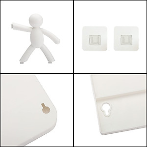 White Floating Shelves for Bathroom Organizer, Bathroom Shelves Wall Mounted Punching Free with Cute Doll, Small Picture Ledge Shelves Wall Decor for Bedroom, Living Room, Kitchen and Plants