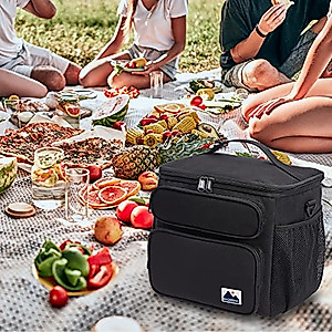 BAGBEBAG Lunch Bag for Men Women, Insulated Lunch Bag Women Man, Adult Lunch Box for Men Women, Large Lunch Bag for Office Work Picnic, Leak-proof Cooler Bag, 24-Can,14L (Black)