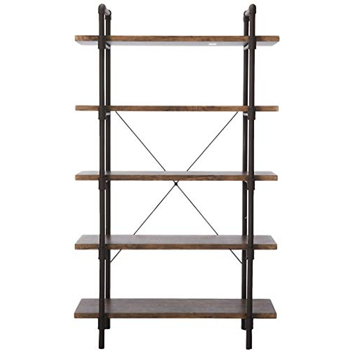Christopher Knight Home Clint Faux Wood Industrial Five Tier Shelf, Finish, Dark Brown Texture Brown