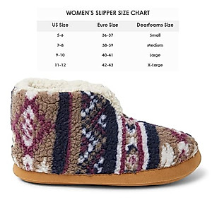 Dearfoams Women's Heritage Warm Up Bootie Slipper, Navy Multi Teddy, Medium