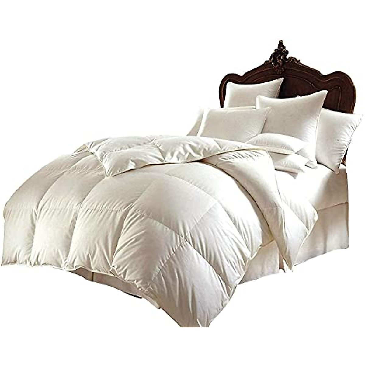 Cotton Depot Bed in Bag 500 Series Egyptian 7 Piece 600 GSM Comforter Set ( + Flat Sheet Fitted 19'' 4 Pillow Cases ) Quilted Bedding Oversized King White, 98'' x 120''