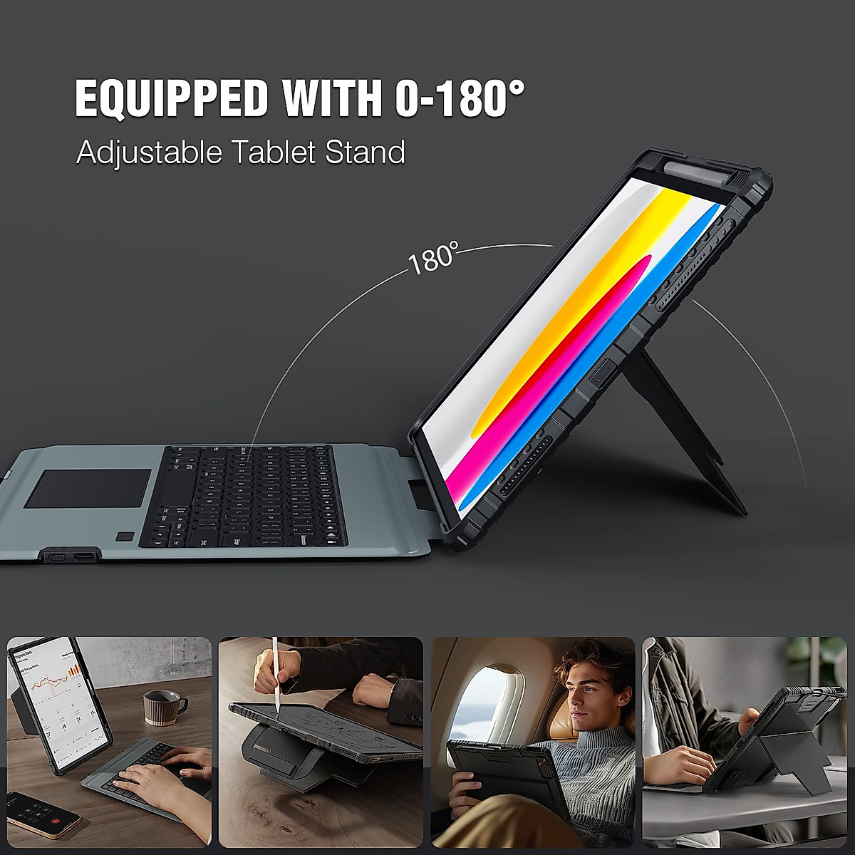 Nillkin iPad 10th Generation Case with Keyboard (10.9", 2022), Detachable Keyboard for iPad 10th Generation with Slide Camera Cover and Multi-Touch Trackpad, Protective Case with Pencil Holder