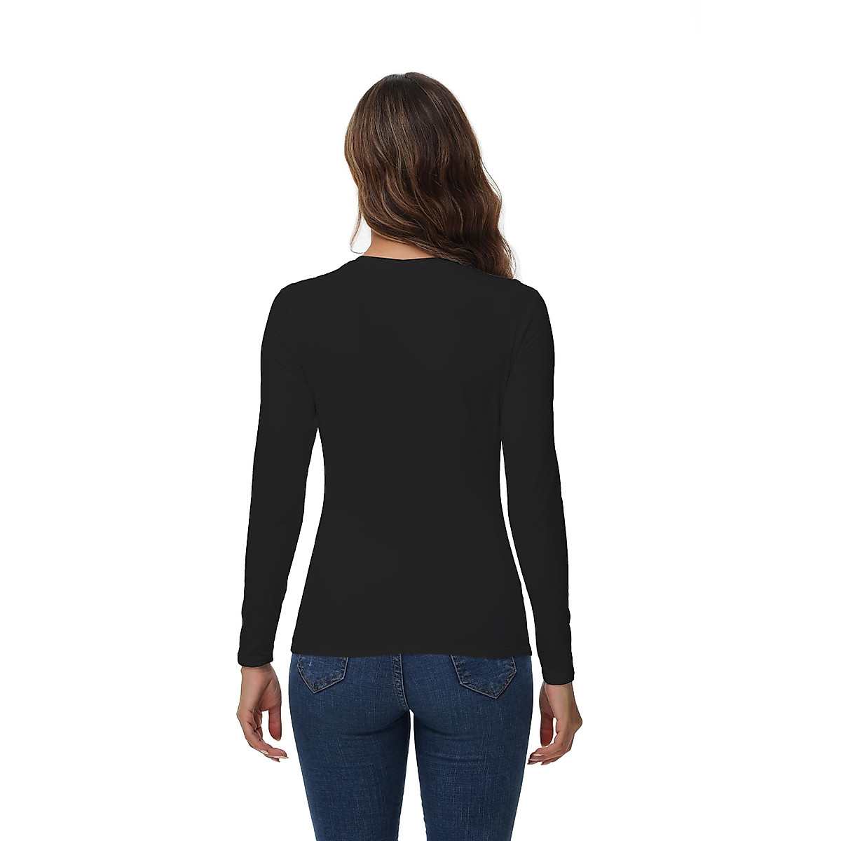Womens Thermal Tops Long Sleeve Crew Neck Shirts Women's Ultra Warm Underwear for Cold Weather Black-L