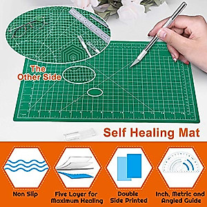 Audab 18" x 12" Self-Healing Cutting Mat and Craft Knife kit with 30Pcs Hobby Blades Art Knife for Craft, Sewing, Fabric, Quilting, Scrapbooking Project