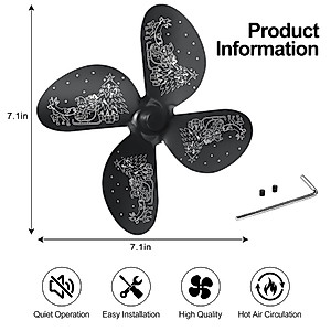 CONBOLA Heat Powered Wood Stove Fan Blade,Replacable Fireplace Fan Blades,Made of Aluminum Material Increases 80% More Warm Air Efficient Heat Distribution,Silent Operation .(TREE)