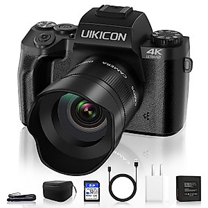 UIKICON 4K Digital Camera for Photography and Video with WiFi and Auto/Manual Focus, 64MP 16X Zoom, 4.0 Inch Touch Screen(Black)