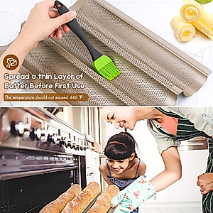 AMAGABELI GARDEN & HOME Nonstick French Baguette Pans For Baking 15"x11" Carbon Steel 3 Loaf Perforated Bread Tray Bake Mold Toast Cooking Oven Toaster Pan Cloche Waves Bakeware Golden BG285