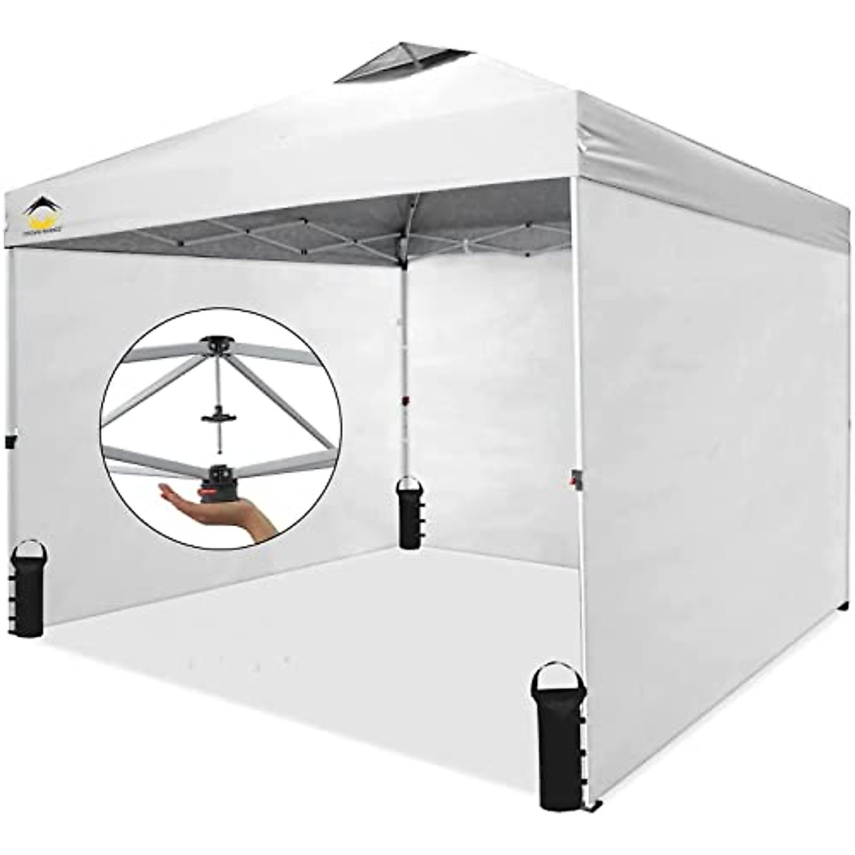 CROWN SHADES Comercial Instant Canopy Pop Up Tent 10X10 (10x10 with 4 Sidewalls, White)
