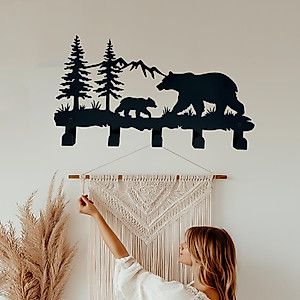 ZORISE Metal Bear Coat Hooks - Animal Theme Wall Art Decor and Key Holder, Hangers for Clothes, Hat, and Backpack, Home Storage Decor for Entryway, Hallway, Office, Kitchen, and Living Room