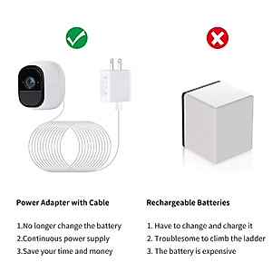 ALERTCAM 30Ft/9m Weatherproof Outdoor Power Cable for Arlo Pro and Arlo Pro 2, with Quick Charge 3.0 Power Adapter Charger Continuously Charging Your Camera (White)
