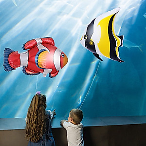 10 Pieces Sea Animals Balloons Ocean Foil Balloons Large Fish Balloons Cartoon Sea Creature Balloons for Boys Girls Under The Sea Themed Birthday Party Baby Shower Decorations, 10 Styles