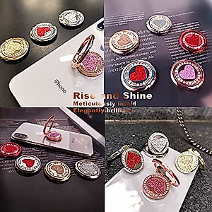 JAHOLAN Cell Phone Ring Stand Finger Holder Sparkle Glitter Love Grip Kickstand Compatible with Universal Smartphone iPhone 12 11 Pro Max Xs XR 7 8 Plus Samsung Galaxy S21 S20 Note 20 Silver