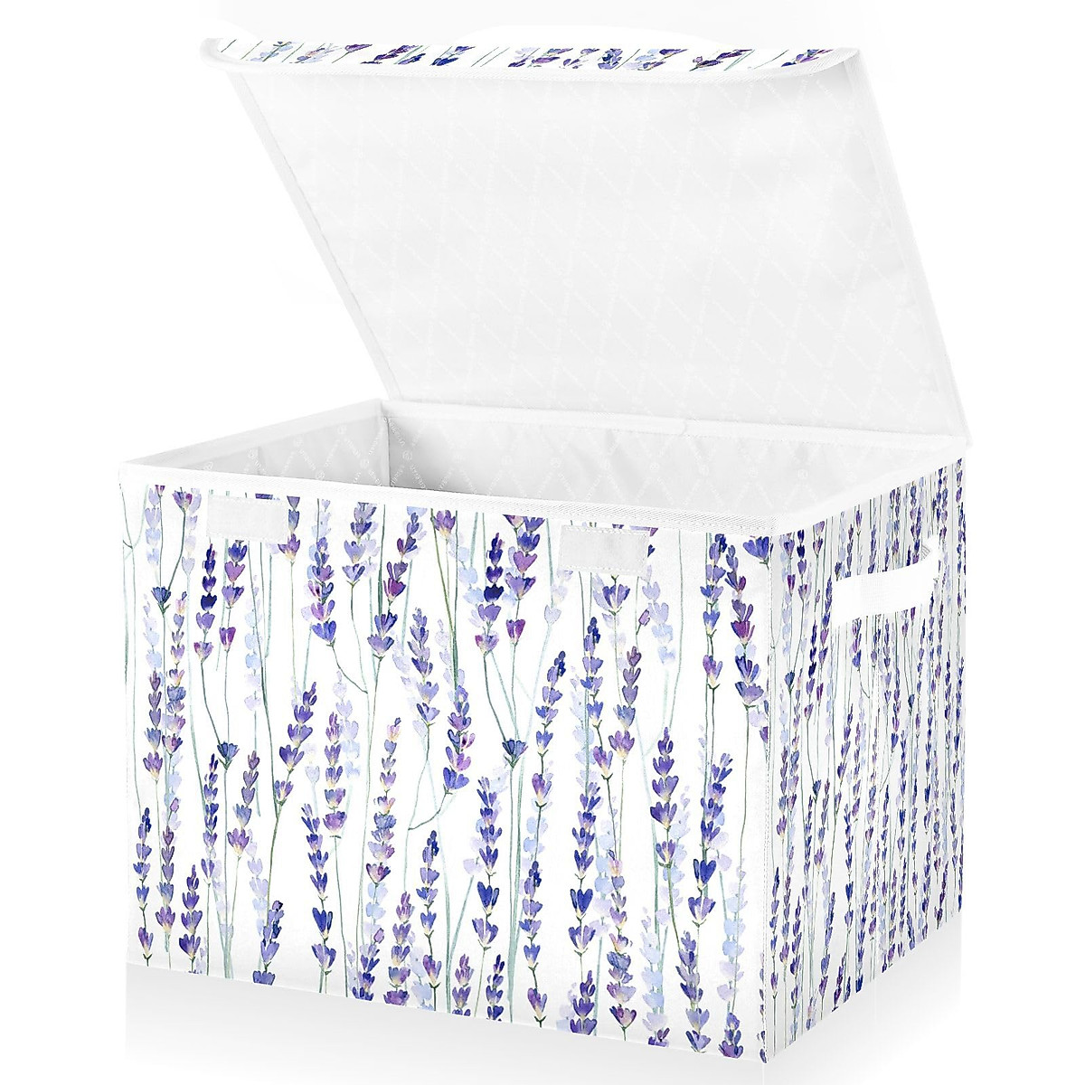xigua Lavender Storage Bin with Lids Larger Collapsible Decorative Cube Storage Bins with Handles Divider for Bedroom Closet Living Room