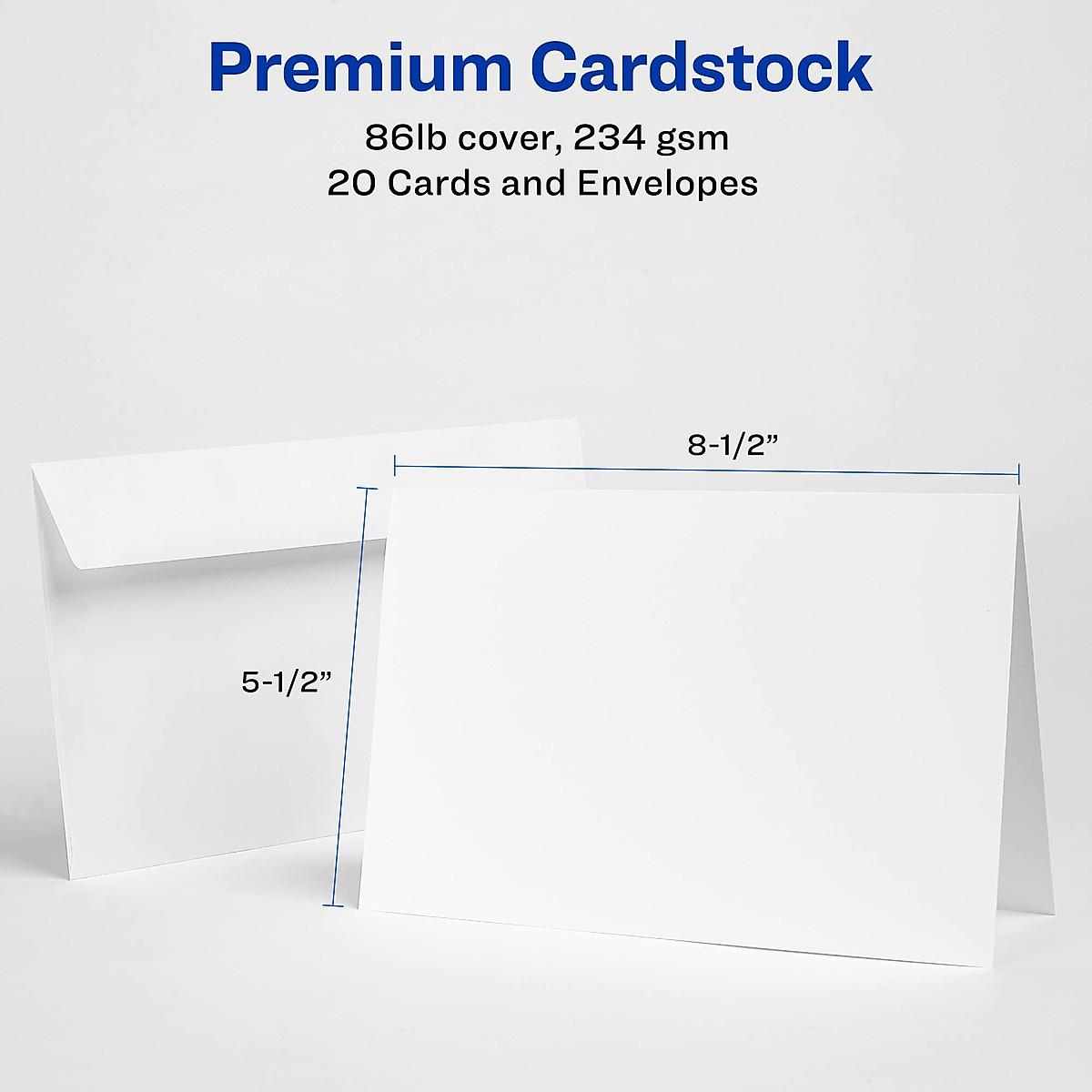 Avery Printable Greeting Cards, Half-Fold, 5.5" x 8.5", Matte White, 20 Blank Cards with Envelopes (3265)