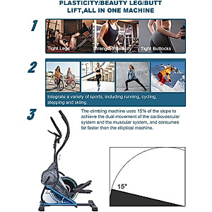 Stepper Elliptical Trainer Climber Exercise Machine with Digital Monitor for Cardio Fitness Home Workout Equipment, Black