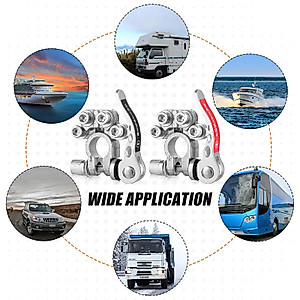 Tallew 8 Pcs Battery Terminal Connectors Quick Release Disconnect Car 4 Way Connector Clamps Positive Negative with Allen Wrench Washers Compatible with SAE/JIS Type A Posts